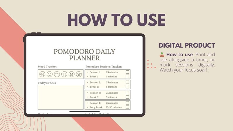 Pomodoro Technique Worksheet | Printable Focus Tool - Etsy