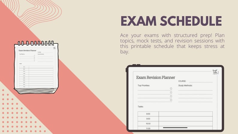 Exam Revision Schedule | Printable Study Plan - Etsy