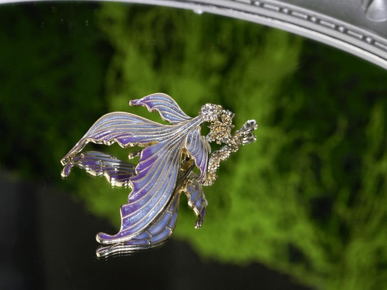 Mermaid Tail Hair Clip: Glitter Enamel, Rhinestone Dangle - Etsy