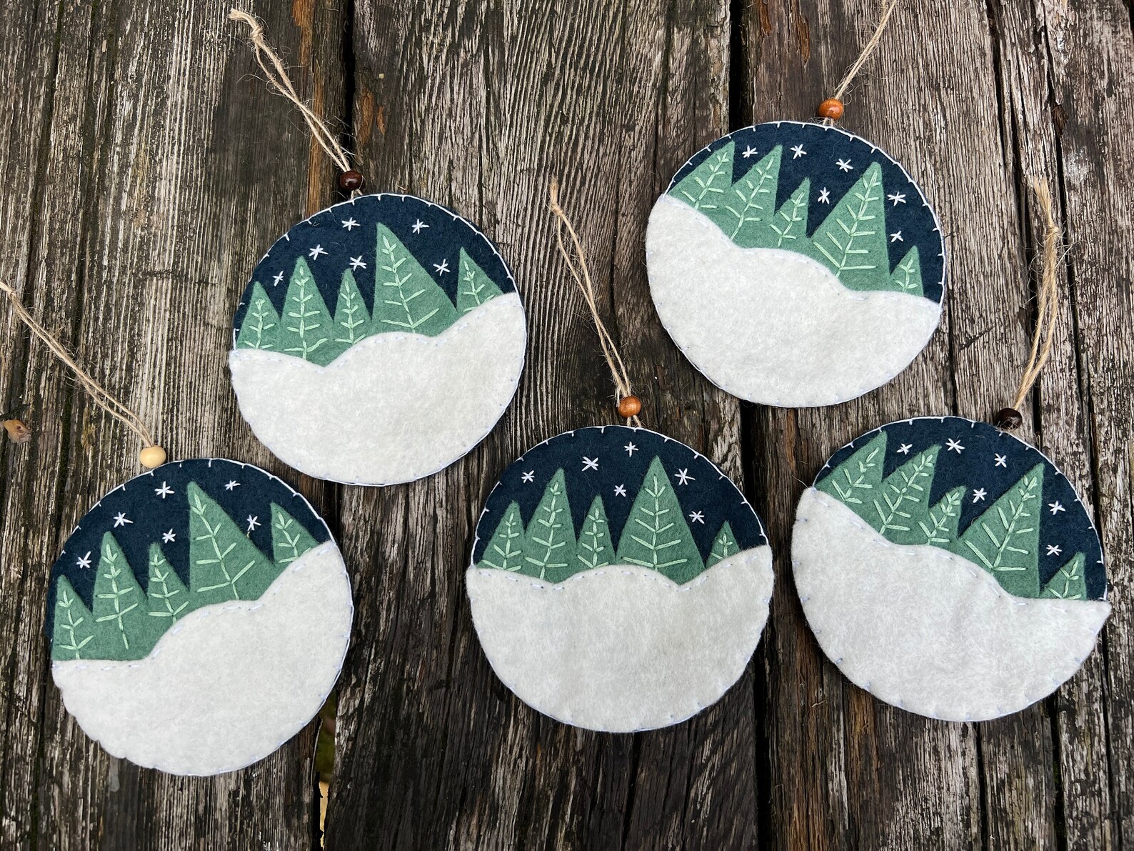 Winter Night Wool Felt Ornament, Mountain Majesty, Holiday Decoration ...
