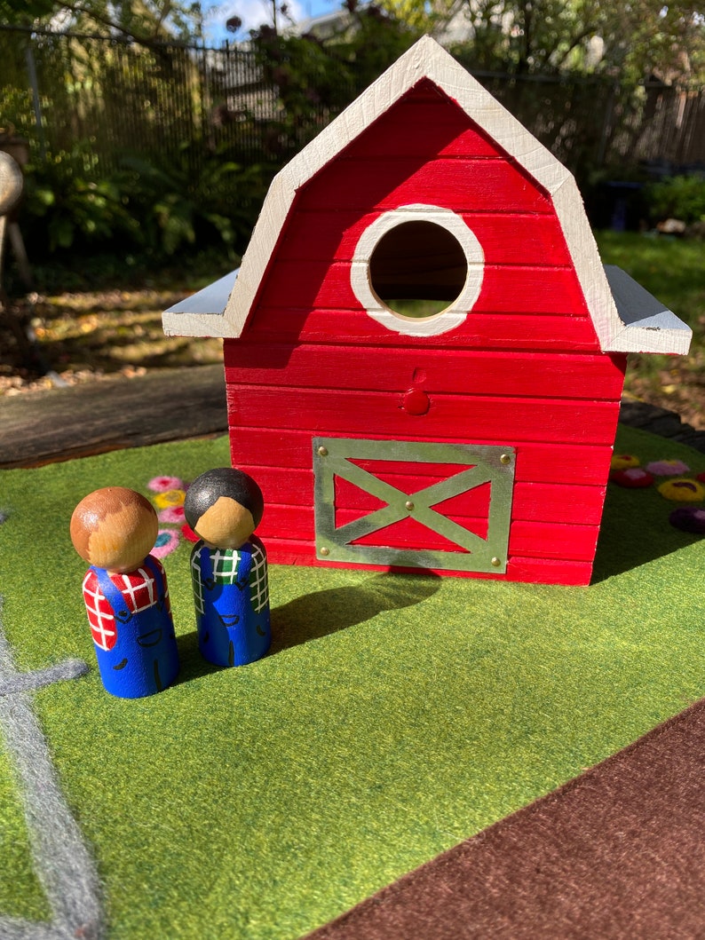 Farm Play Mat 37in X 24in. Barn, Animals, Farmer, Garden, Lake. Waldorf ...