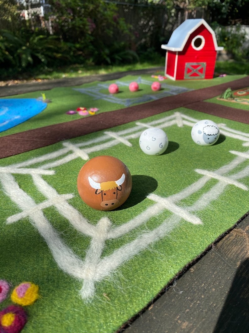 Farm Play Mat 37in X 24in. Barn, Animals, Farmer, Garden, Lake. Waldorf ...