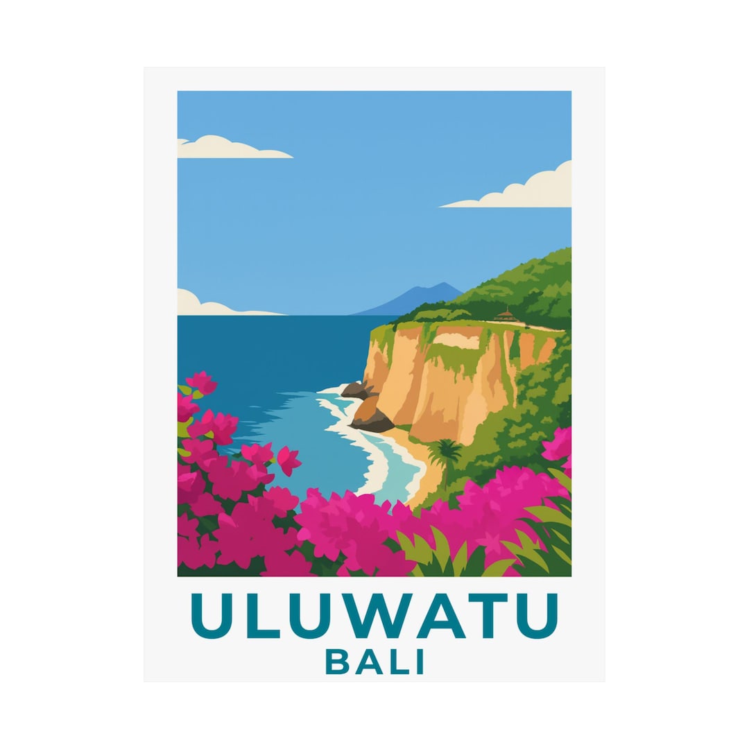 Uluwatu Bali Travel Poster – Cliffside Blooms Coastal Wall Art - Etsy
