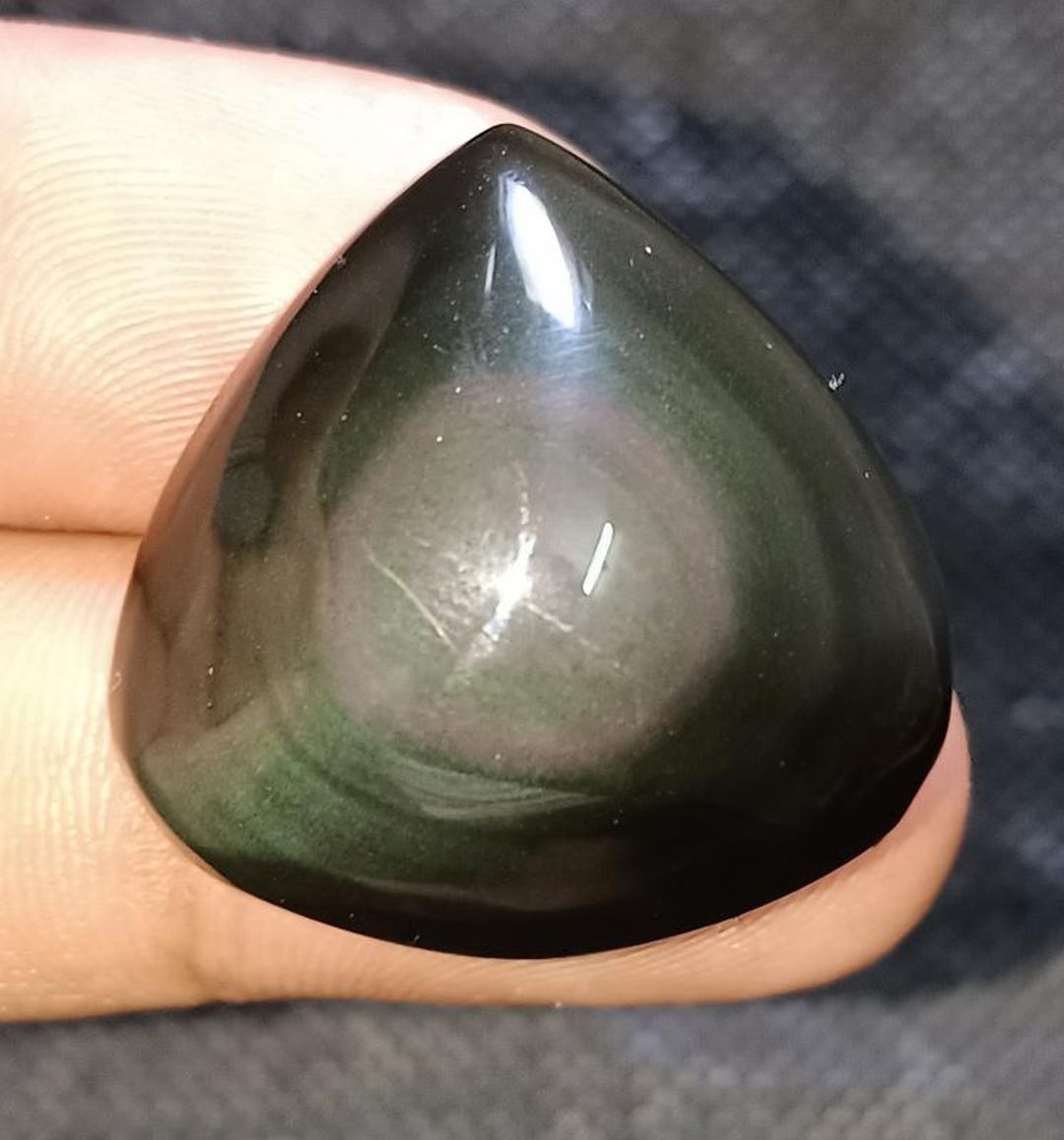 Rainbow Eye Obsidian Pear Cabochon | Flat Gemstone for Jewelry Making ...