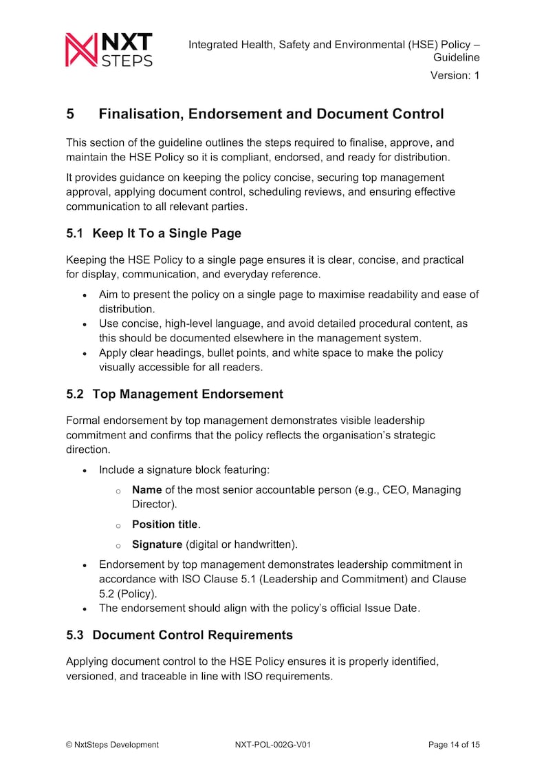 Integrated HSE Policy Template – ISO 45001 / ISO 14001 Aligned | Health ...