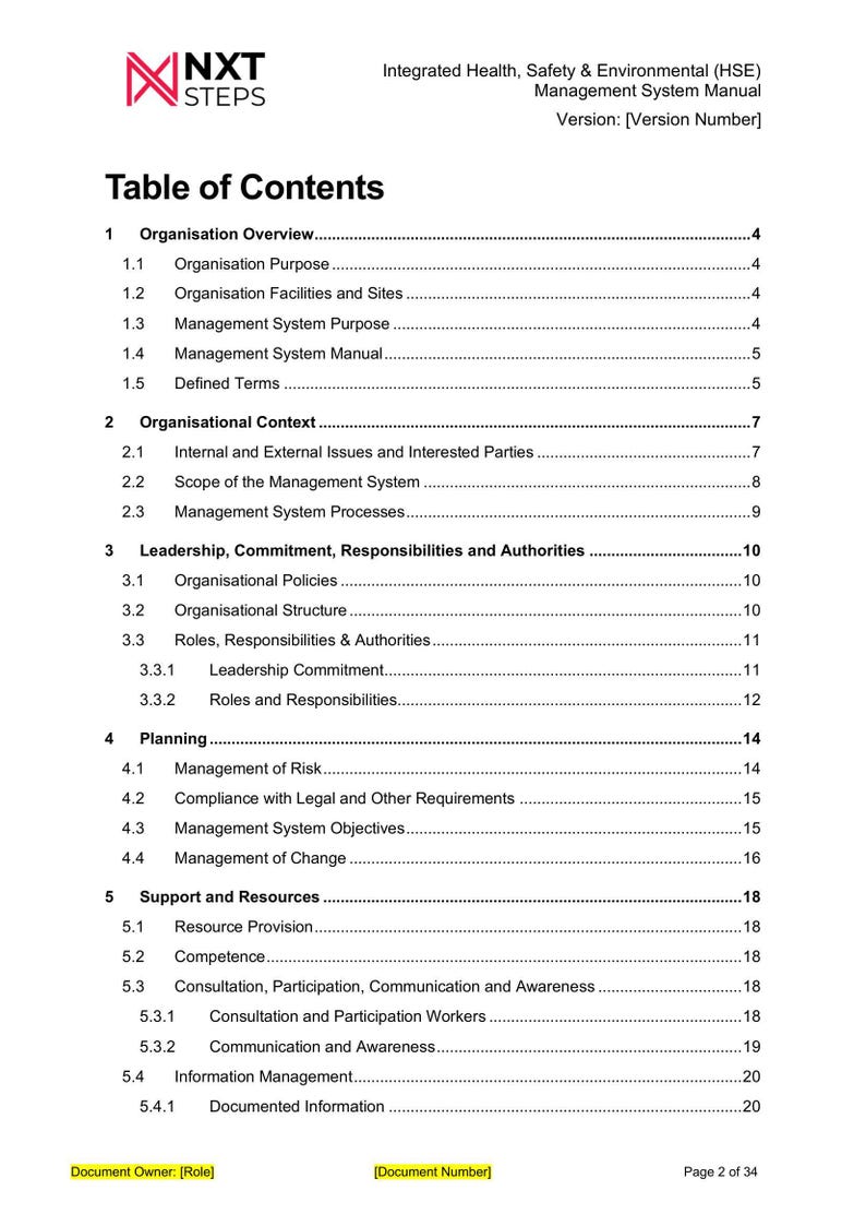 Integrated HSE Management System Manual Template and Guideline – ISO ...