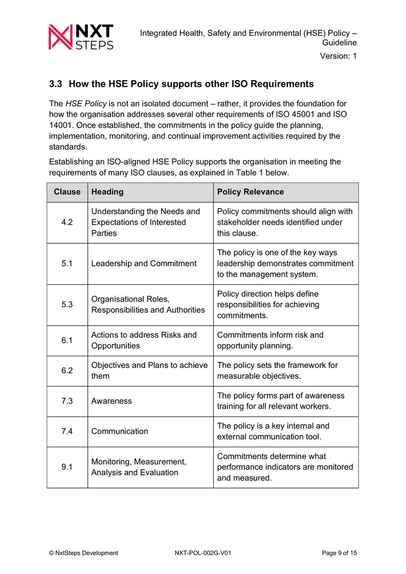 Integrated HSE Policy Template – ISO 45001 / ISO 14001 Aligned | Health ...