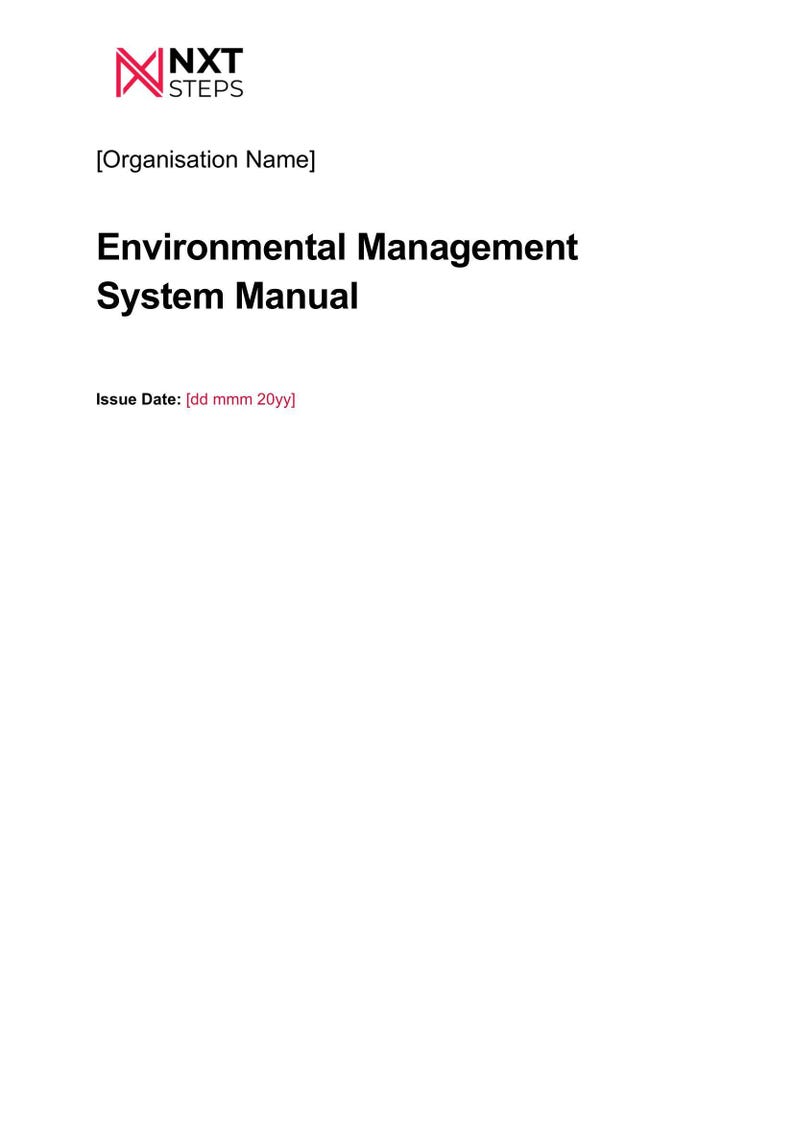 ISO 14001 Environmental Management System Manual Template and Guideline ...