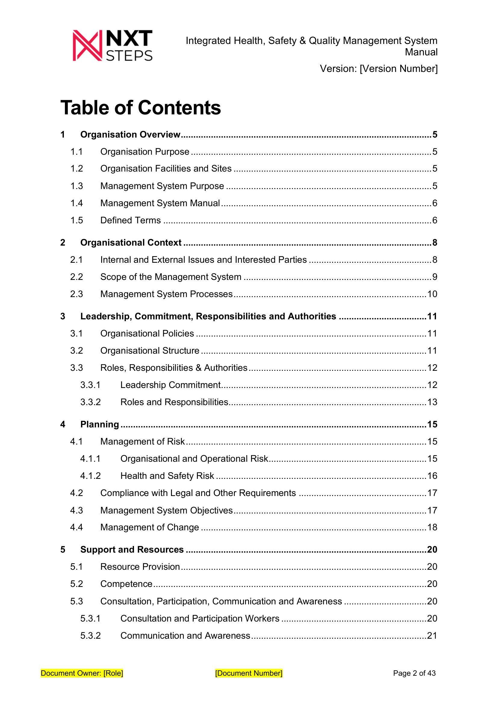 Integrated HSQ Management System Manual Template and Guideline – ISO ...