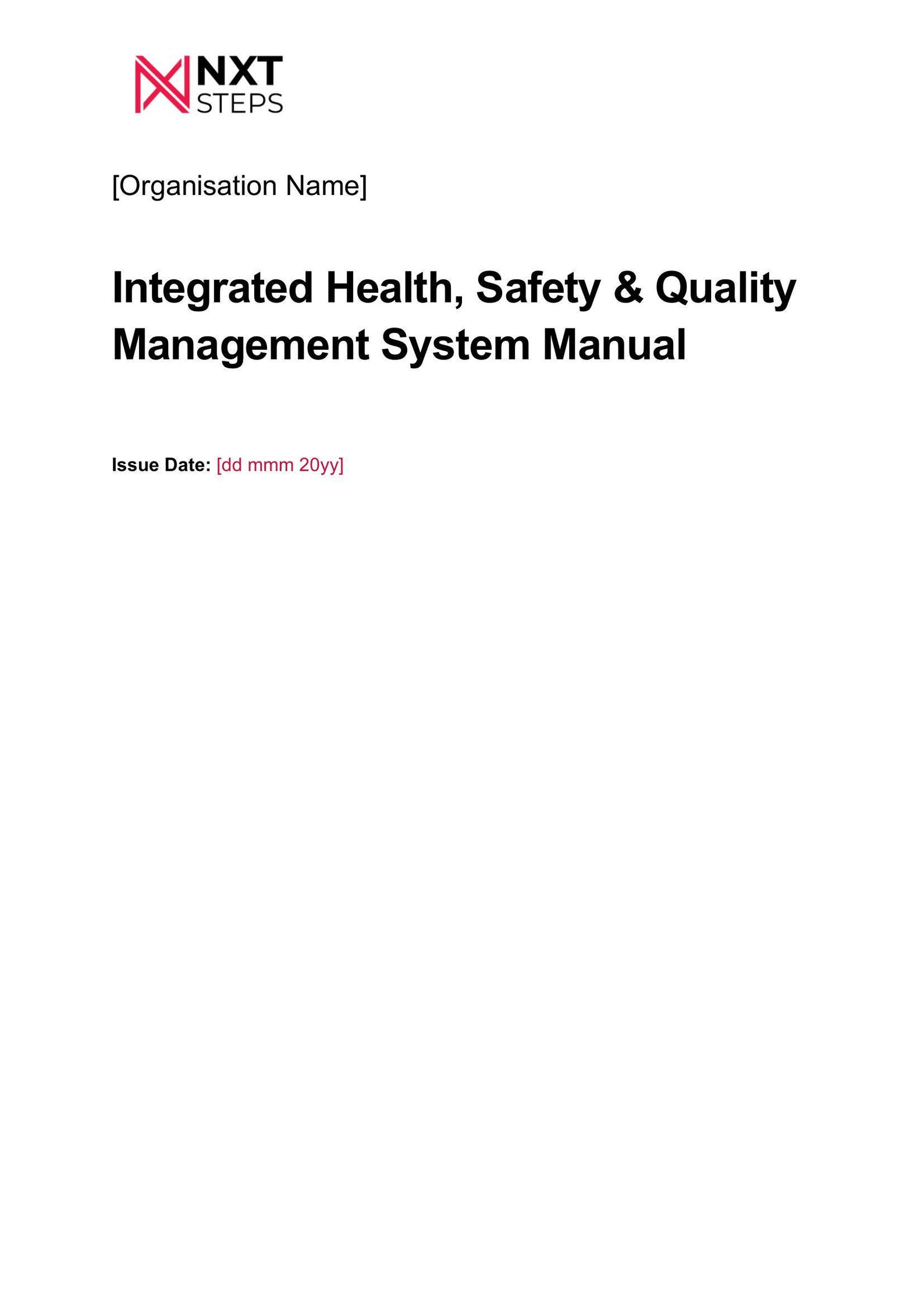 Integrated HSQ Management System Manual Template and Guideline – ISO ...