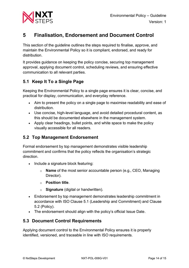 ISO 14001 Environmental Policy Template – ISO 14001 Aligned | Editable ...