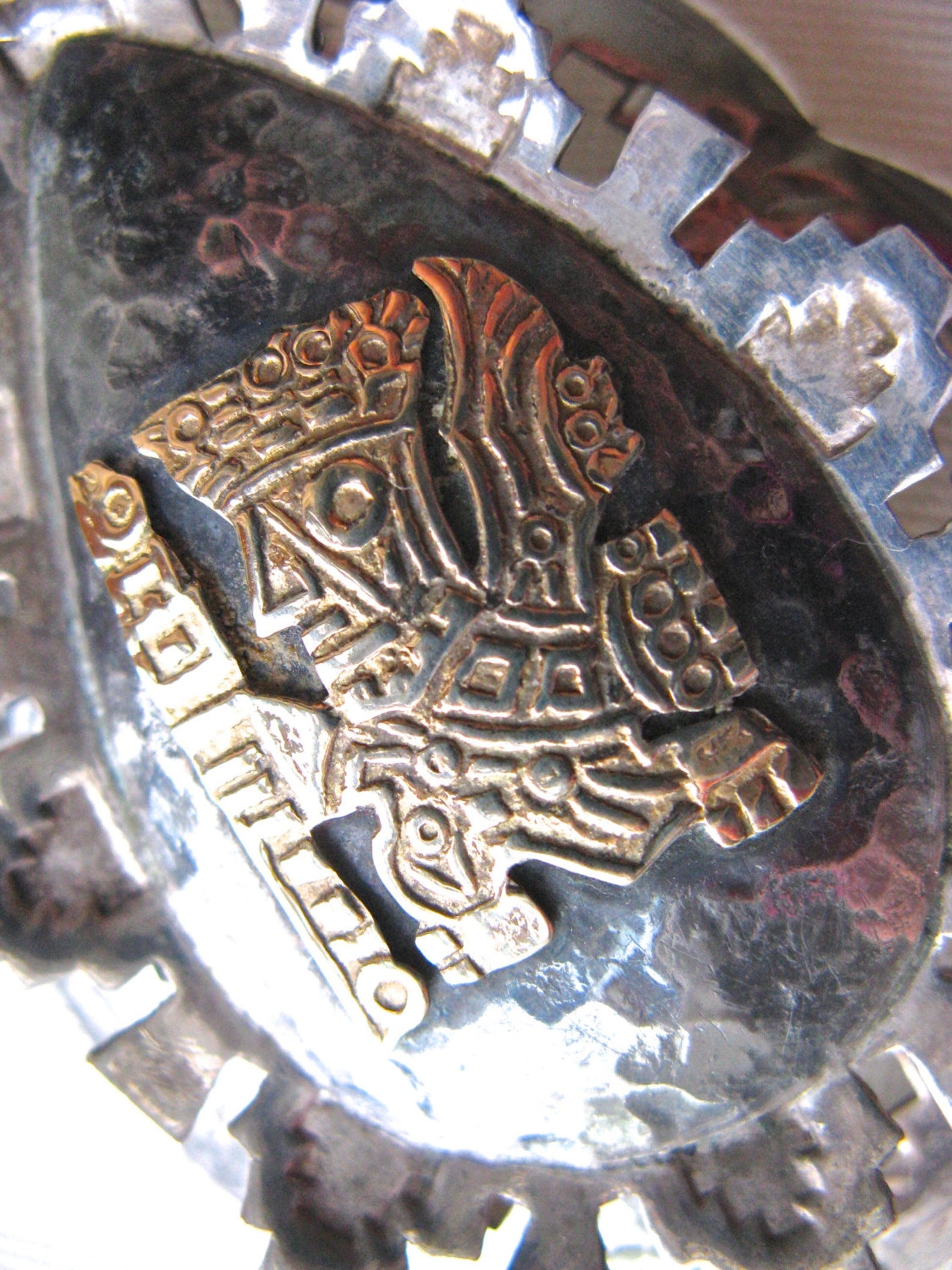 Vintage Peru Large Brooch 925/18k - Etsy