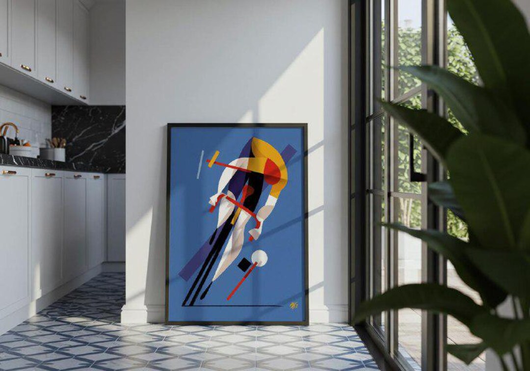 Abstract Cyclist Geometric Poster – Bold Modern Bike Art Print for ...