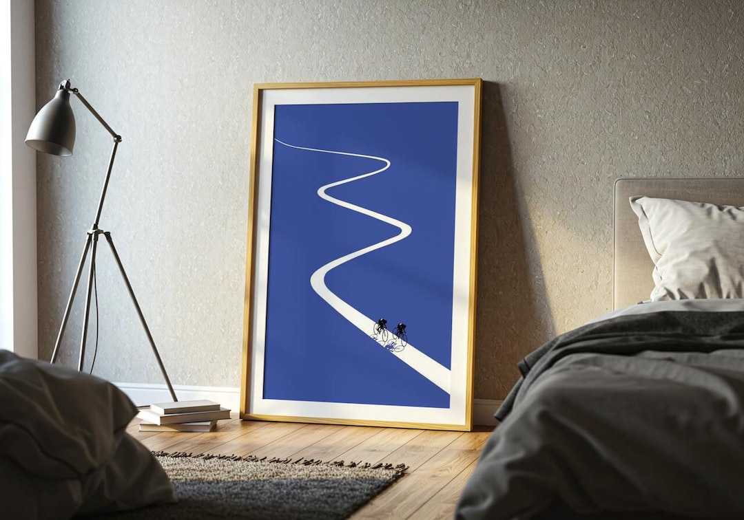 Cycling Poster, Minimalist Blue Road Wall Art, Modern Sports Print ...
