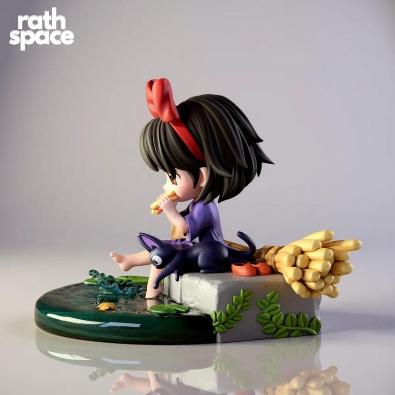 Kiki STL 3D Model | Chibi Witch Girl Statue | Separated | Non-supported ...