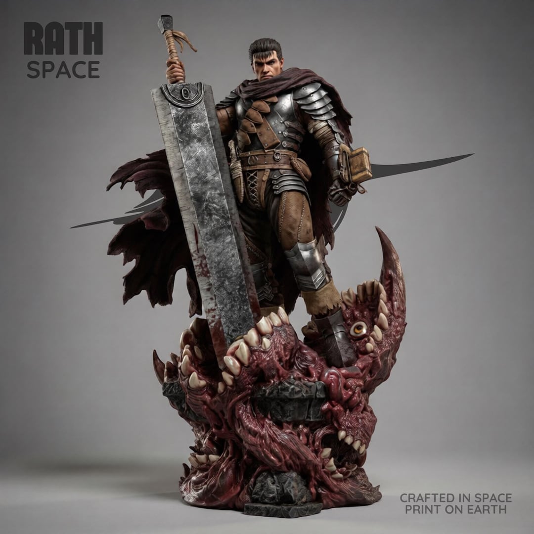 Guts Berserk STL | Black Swordsman Statue | Dark Fantasy Anime Warrior ...