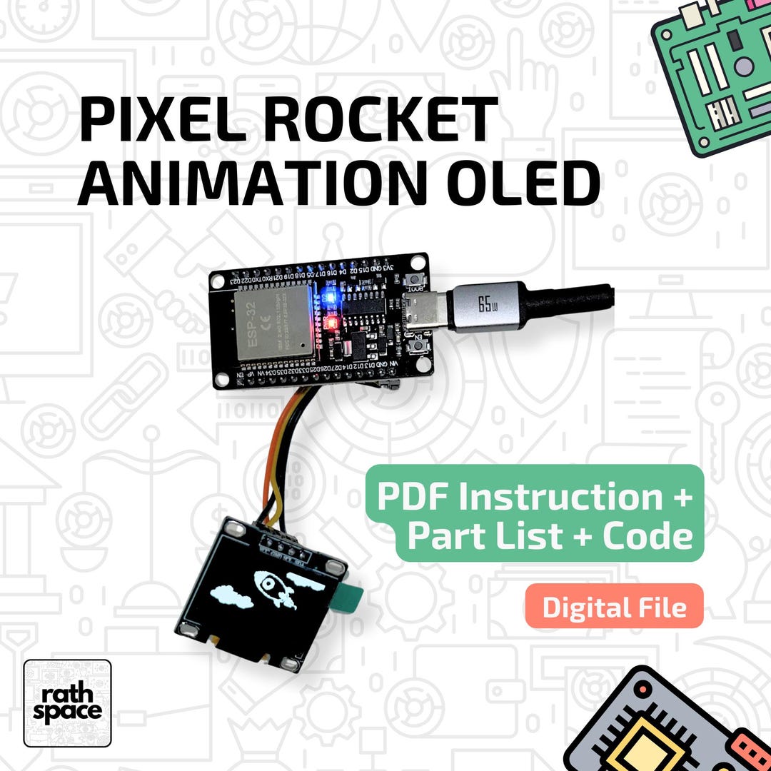 Pixel Rocket Animation for Desk Decor, Lo-fi Aesthetic OLED Code, ESP32 ...