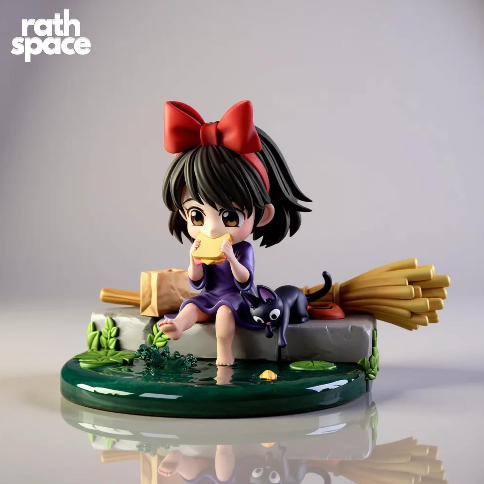 Kiki STL 3D Model | Chibi Witch Girl Statue | Separated | Non-supported ...