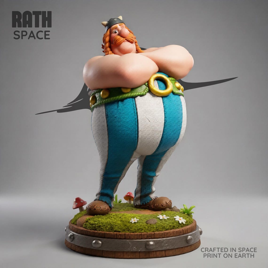 Cartoon Gaul Strongman 3D Print STL Model | Stylized Chibi Statue ...