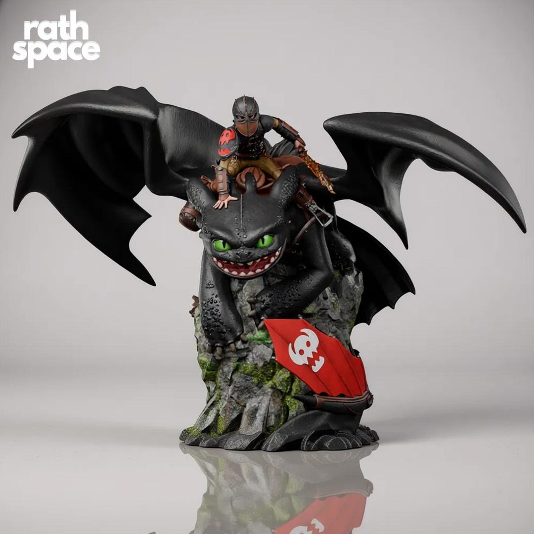 Hiccup & Toothless STL 3D Model | HTTYD Statue + Bust | Pre-supported ...
