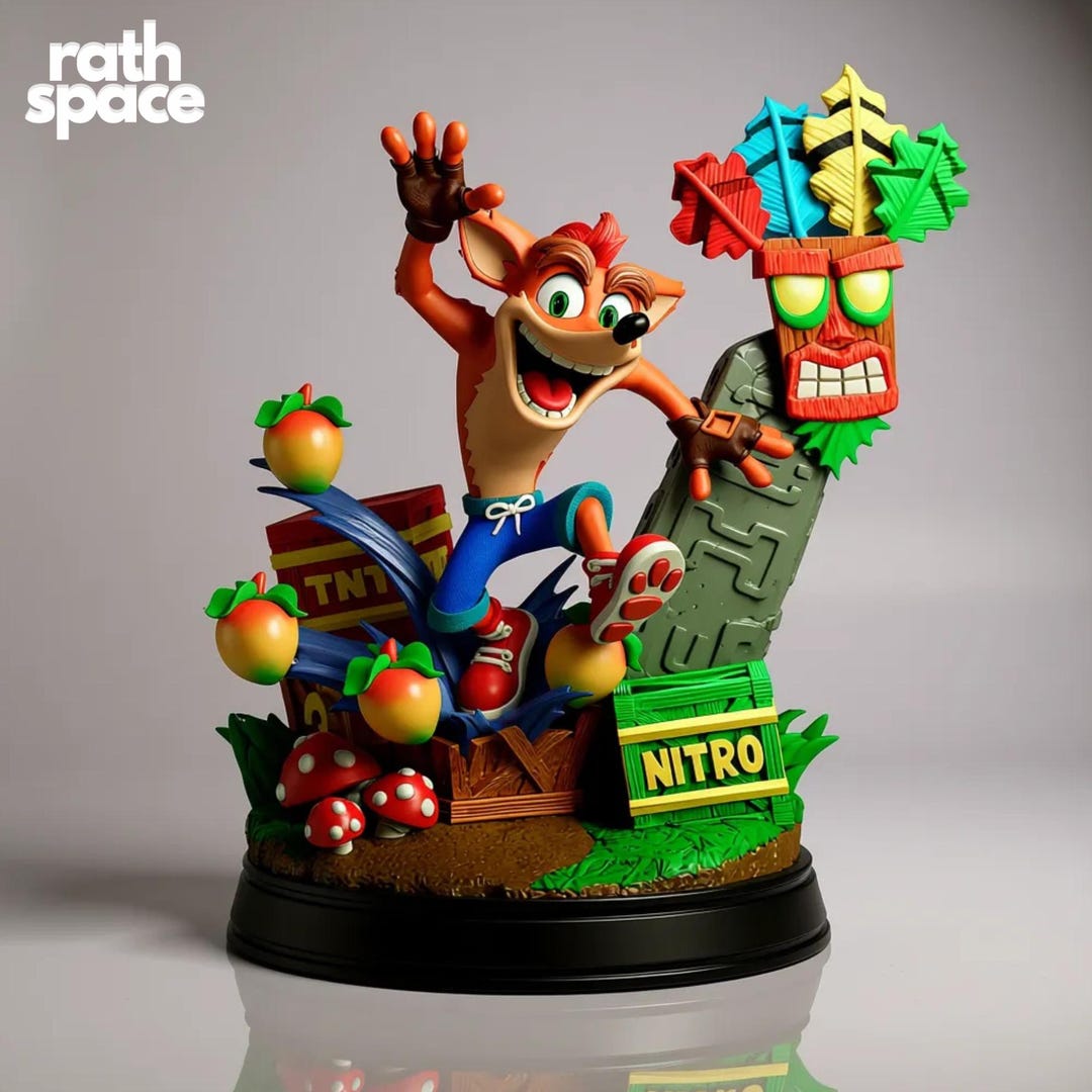 Crash Bandicoot STL 3D Model | Aku Aku & TNT Crate Diorama | Pre ...
