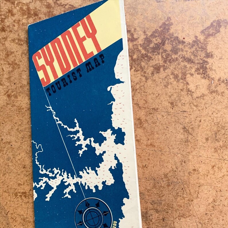 Sydney Map Vintage Map Mid Century Map Tourist Map Antique Map Wall Art ...