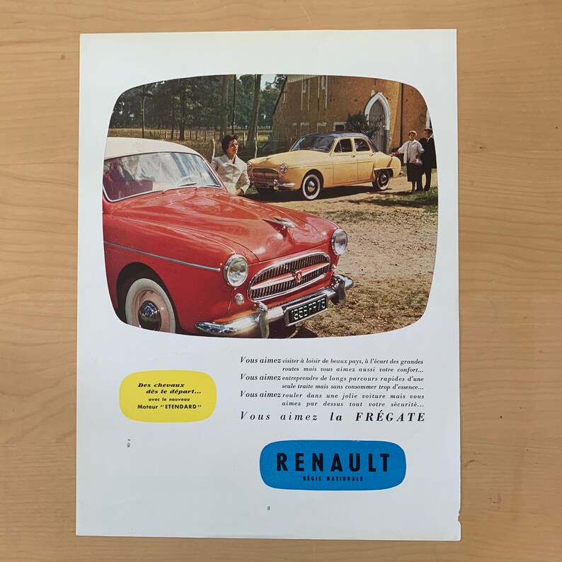 Vintage Car Advertisement Renault Advert Vintage Print | Etsy
