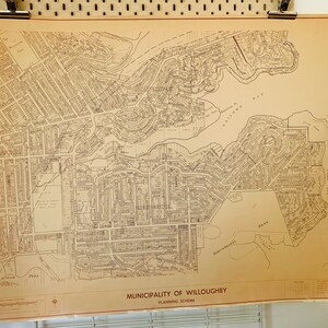 Vintage Willoughby Map Sydney Map Planning Map Mid Century wall Decor ...
