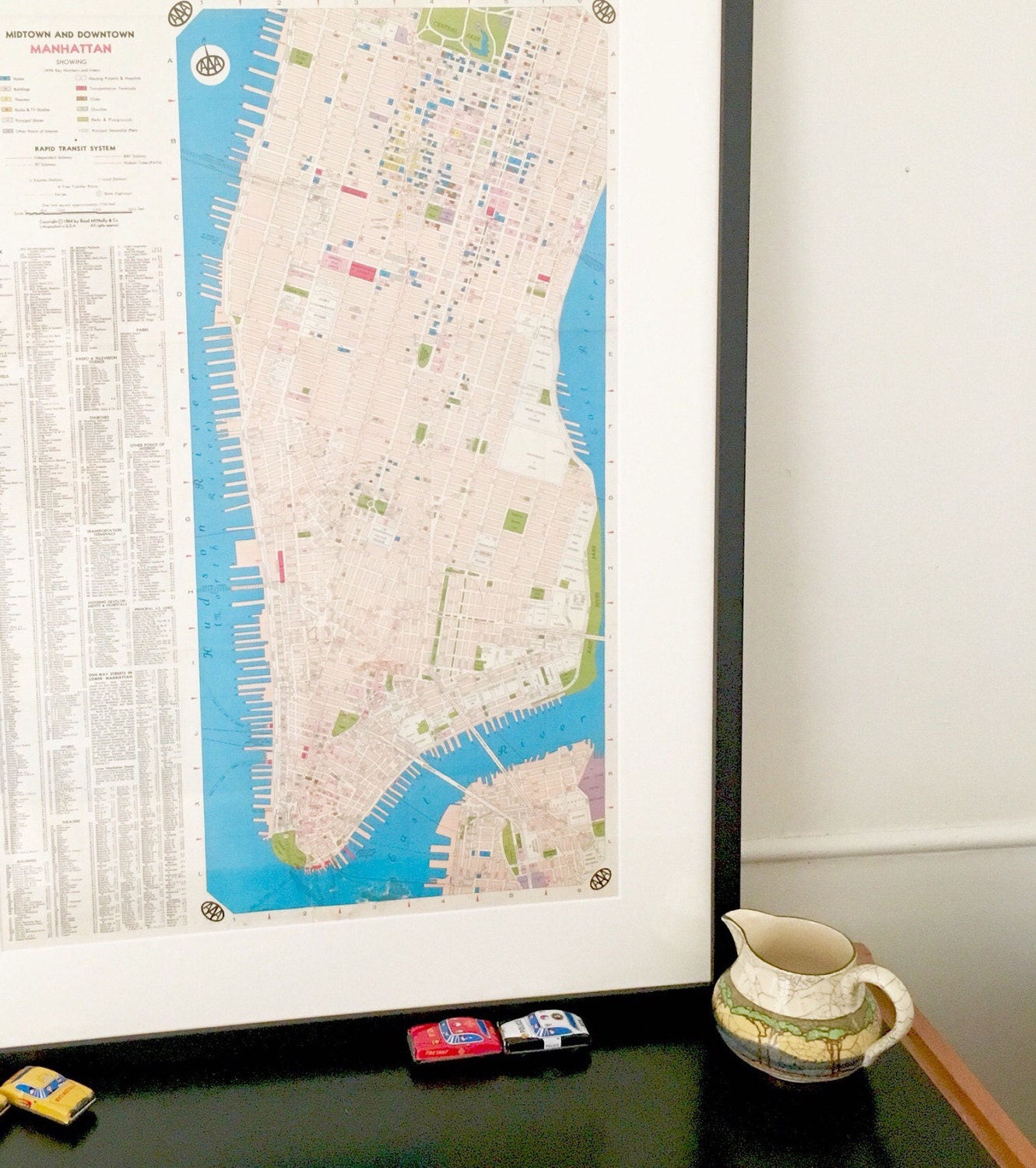 New York Map Vintage Map Wall Art Wall Decor Housewarming Gift New York ...