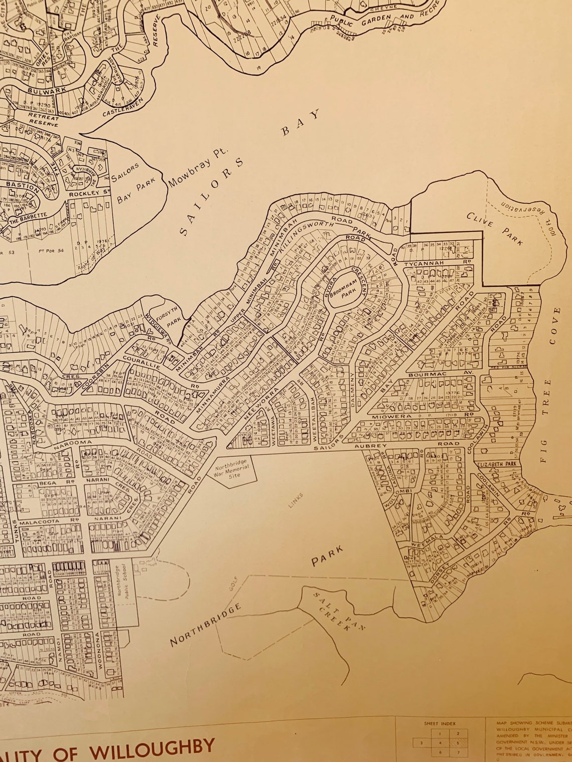 Vintage Willoughby Map Sydney Map Planning Map Mid Century wall Decor ...