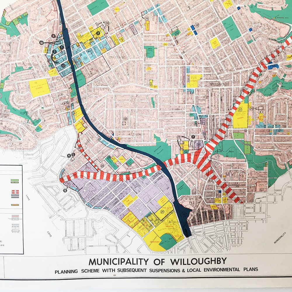 Vintage Map Willoughby Map North Shore Map Planning Map Mid Century ...