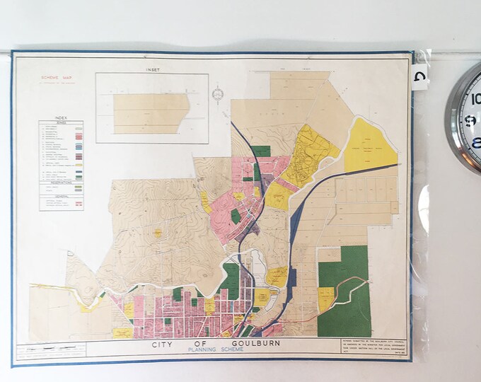 Map Vintage Map 1961 Goulburn Map Planning Map Mid Century Wall Art ...