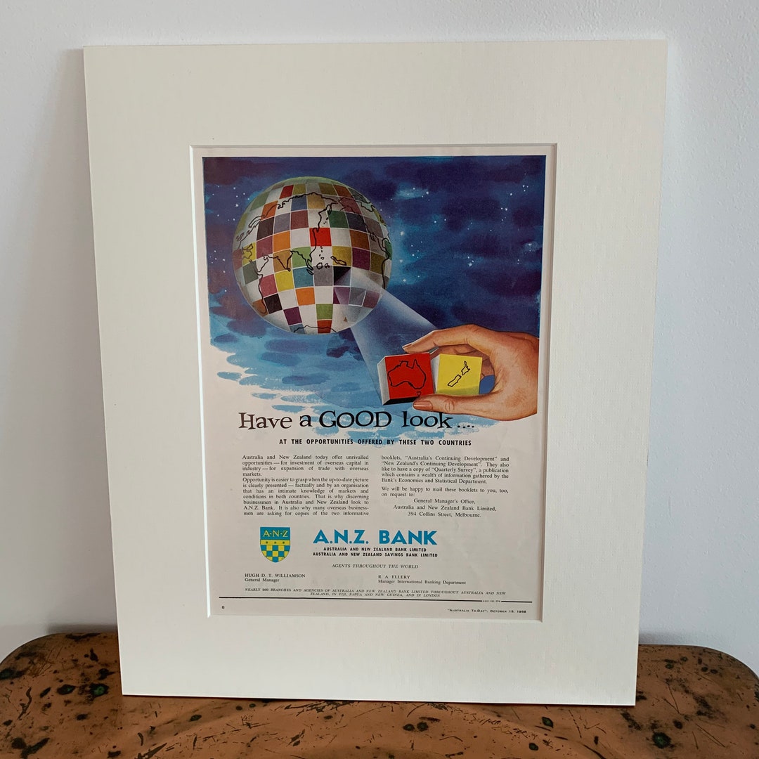 Vintage ANZ Advertisement Banking Advert Vintage Print Retro Poster ...