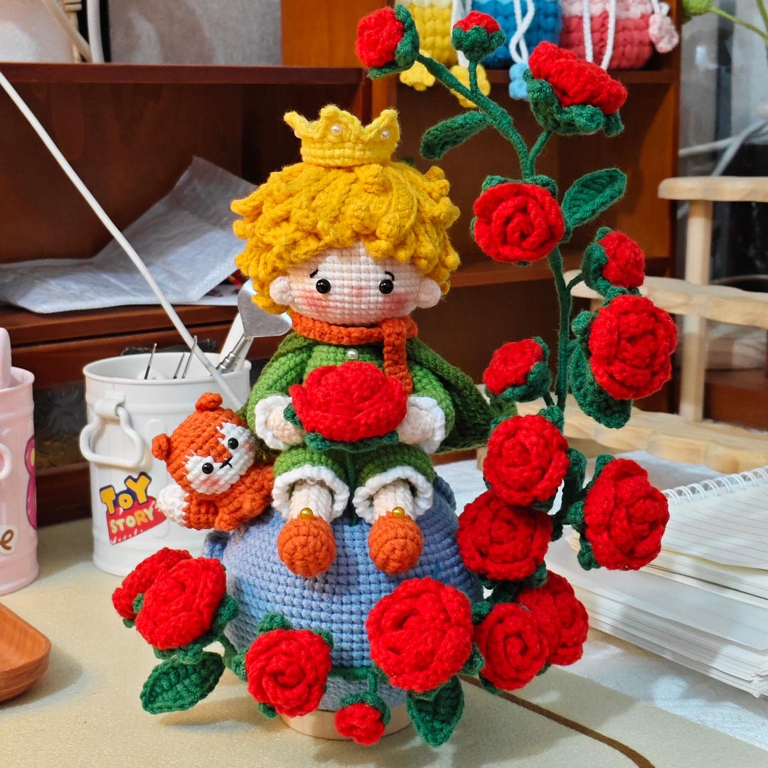 Handmade Crochet Little Prince & His Rose Planet Doll | Yarn Ornament ...