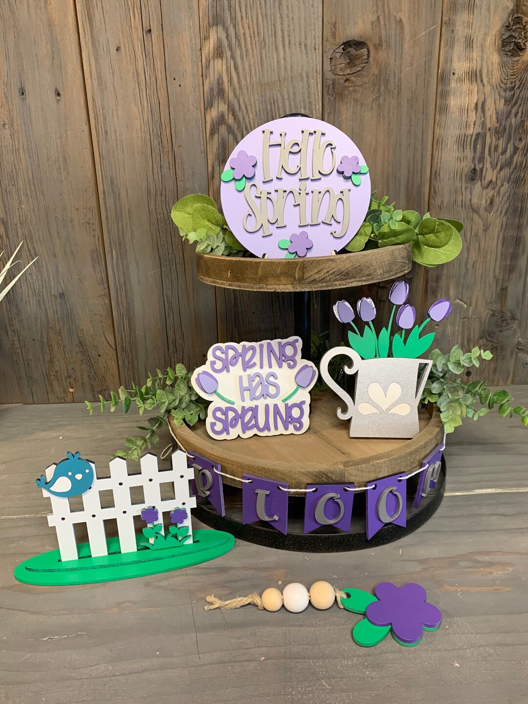 Hello Spring Tiered Tray Decor Bloom Tiered Tray Decor Spring Flowers ...