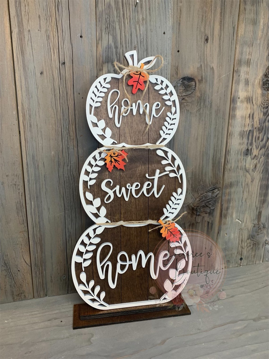 Home Sweet Home Stacked Pumpkins Finished Triple Pumpkins - Etsy