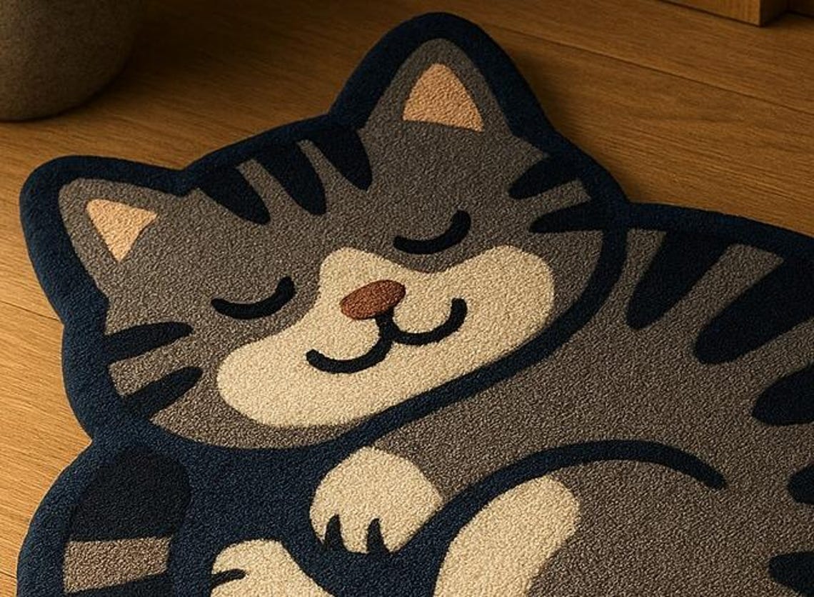 Handmade Tufted Cat Rug, Modern Nursery Floor Mat - Etsy