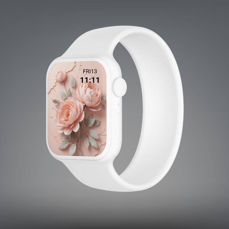 Minimal Floral Watch Faces Pack – Blush Pink Peony Smartwatch Wallpaper ...
