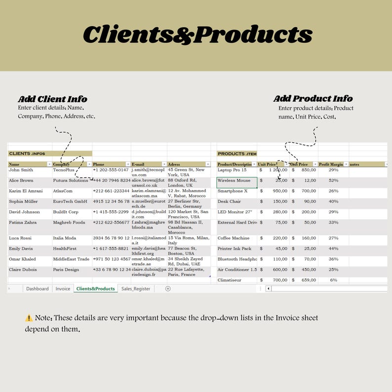 Excel Invoice Template with Dashboard | Automated Sales Register ...