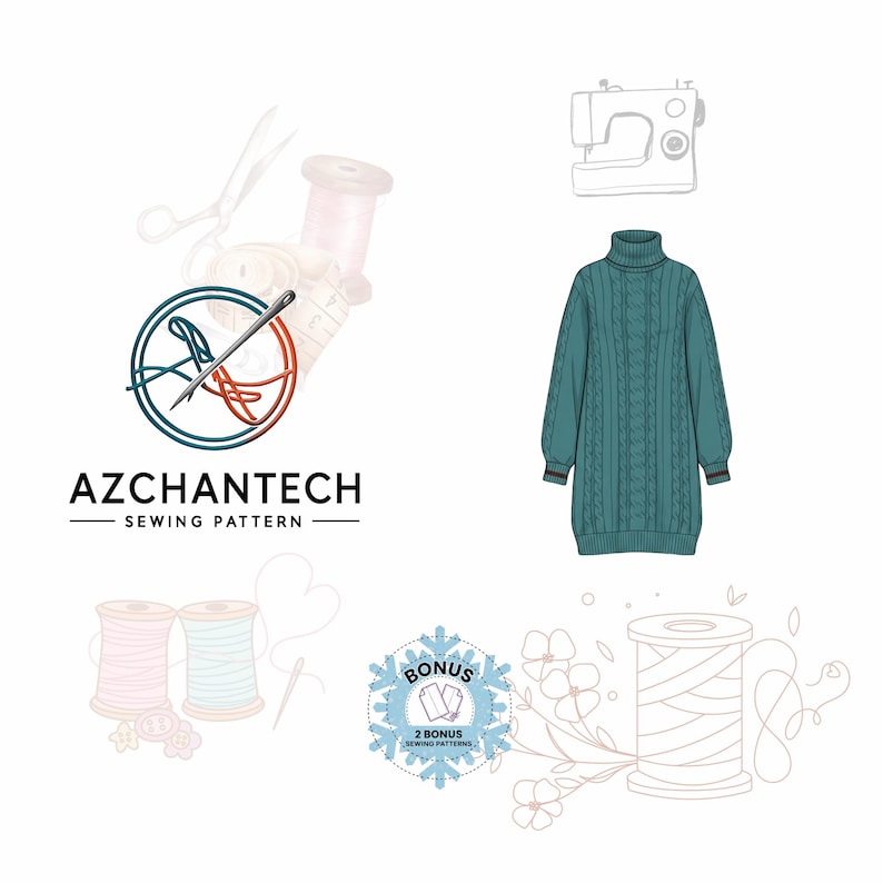 Long Sweater Dress Sewing Pattern PDF – A0/A4 Format Xs-xxxl, Women ...
