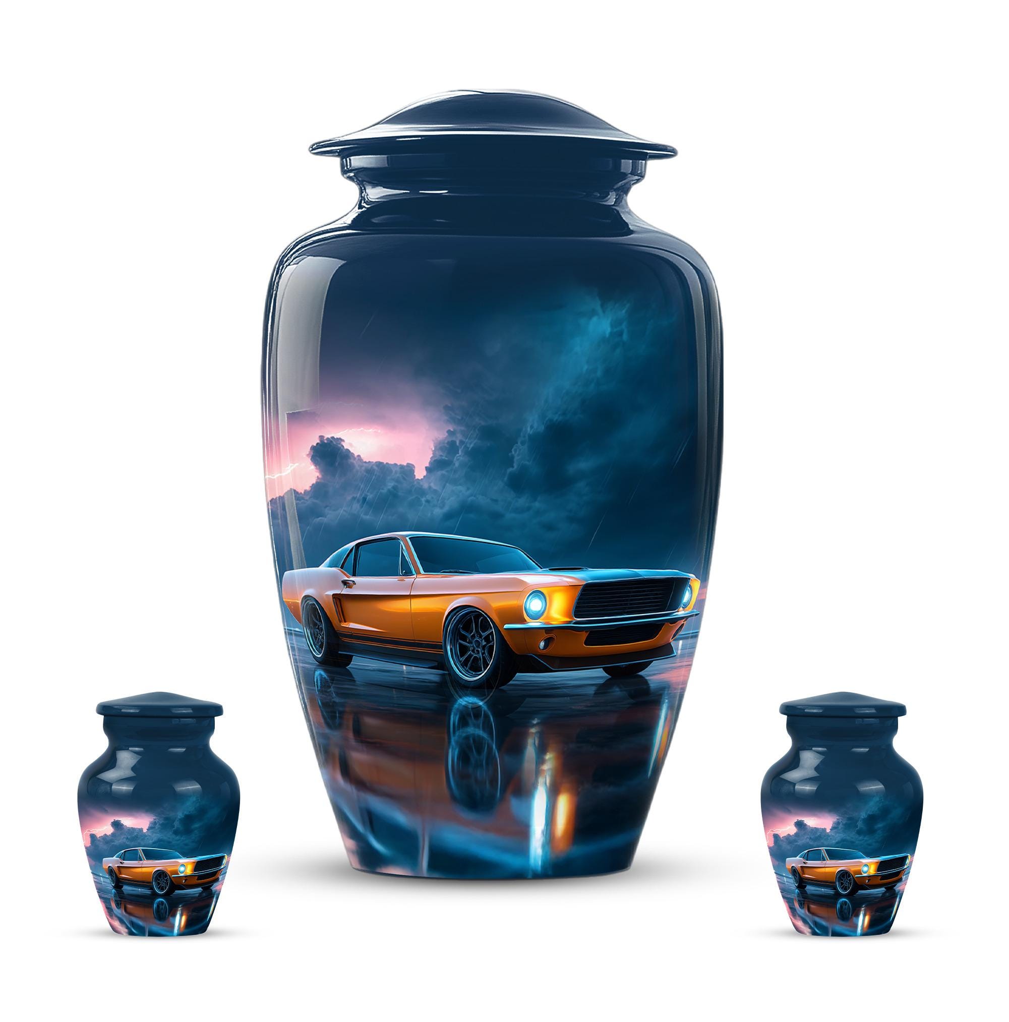 Personalized Classic Car Cremation Urn, Adult Ashes Keepsake, Blue Race ...