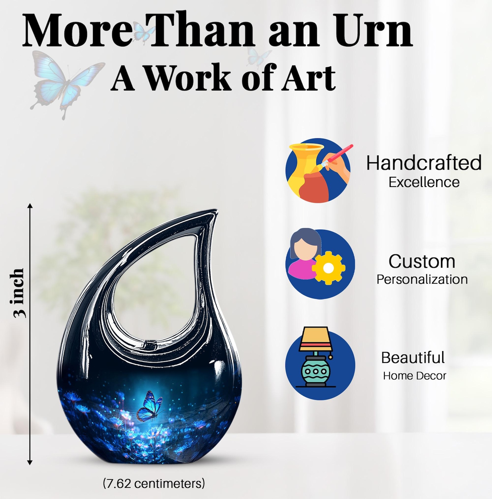 Blue Butterfly Cremation Urn – Floral Keepsake Box, Memorial Urn - Etsy
