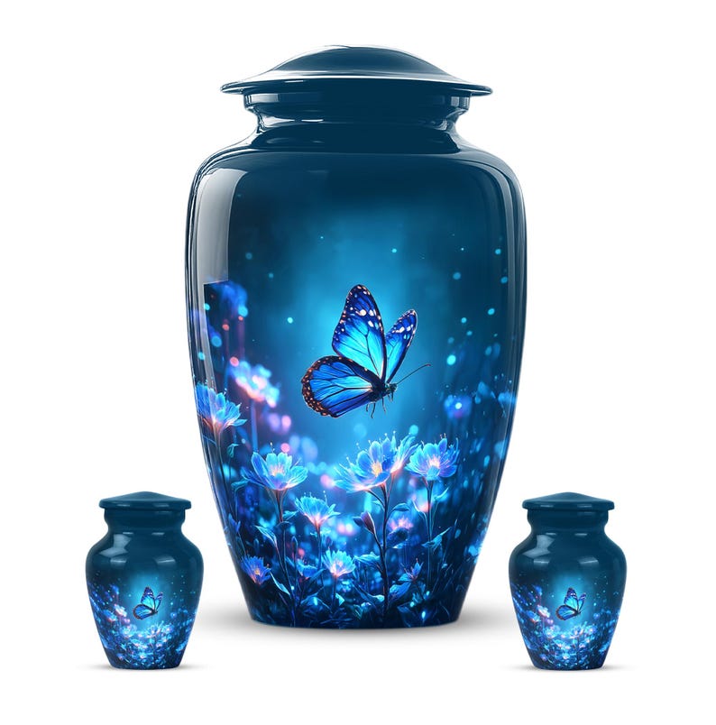 Blue Butterfly Cremation Urn – Floral Keepsake Box, Memorial Urn - Etsy