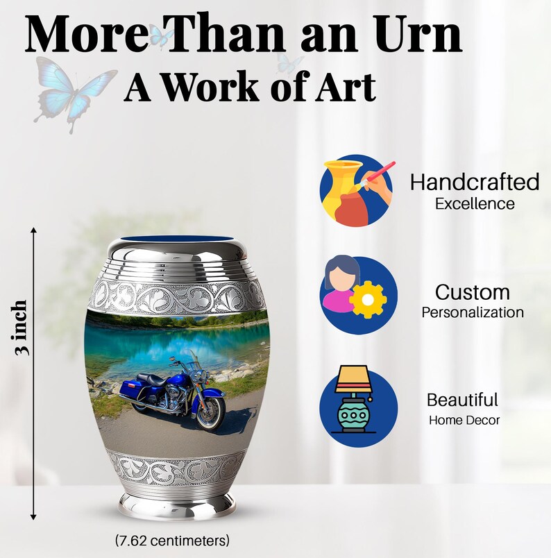 Motorcycle Cremation Urn, Biker Memorial Tribute, Personalized Keepsake ...