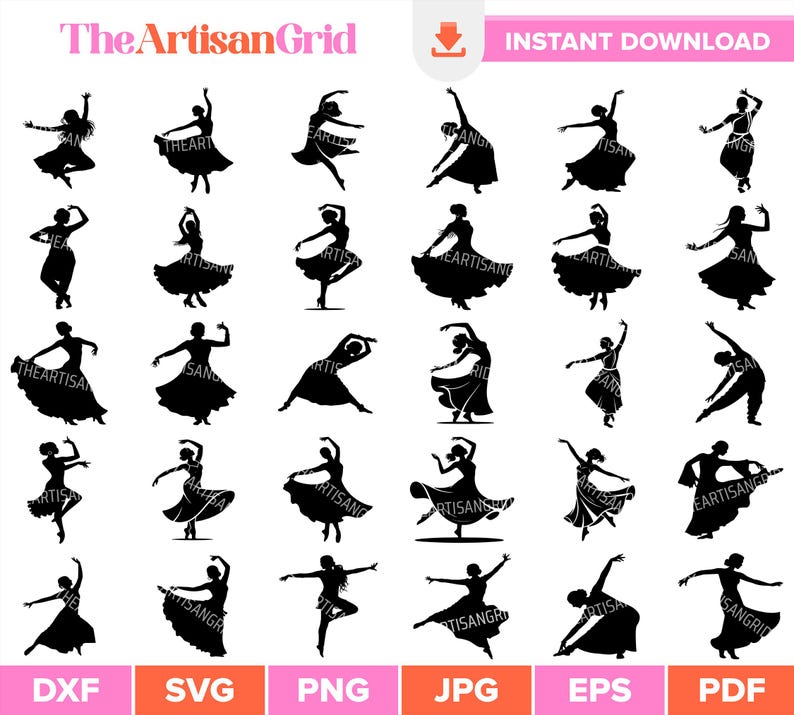 Dancer Silhouette SVG Bundle, Girl Dance Poses for Cricut, Dance ...