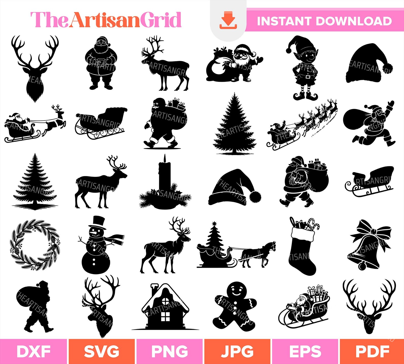 Scalable Christmas Silhouette SVG Bundle, Christmas Decoration Cricut ...