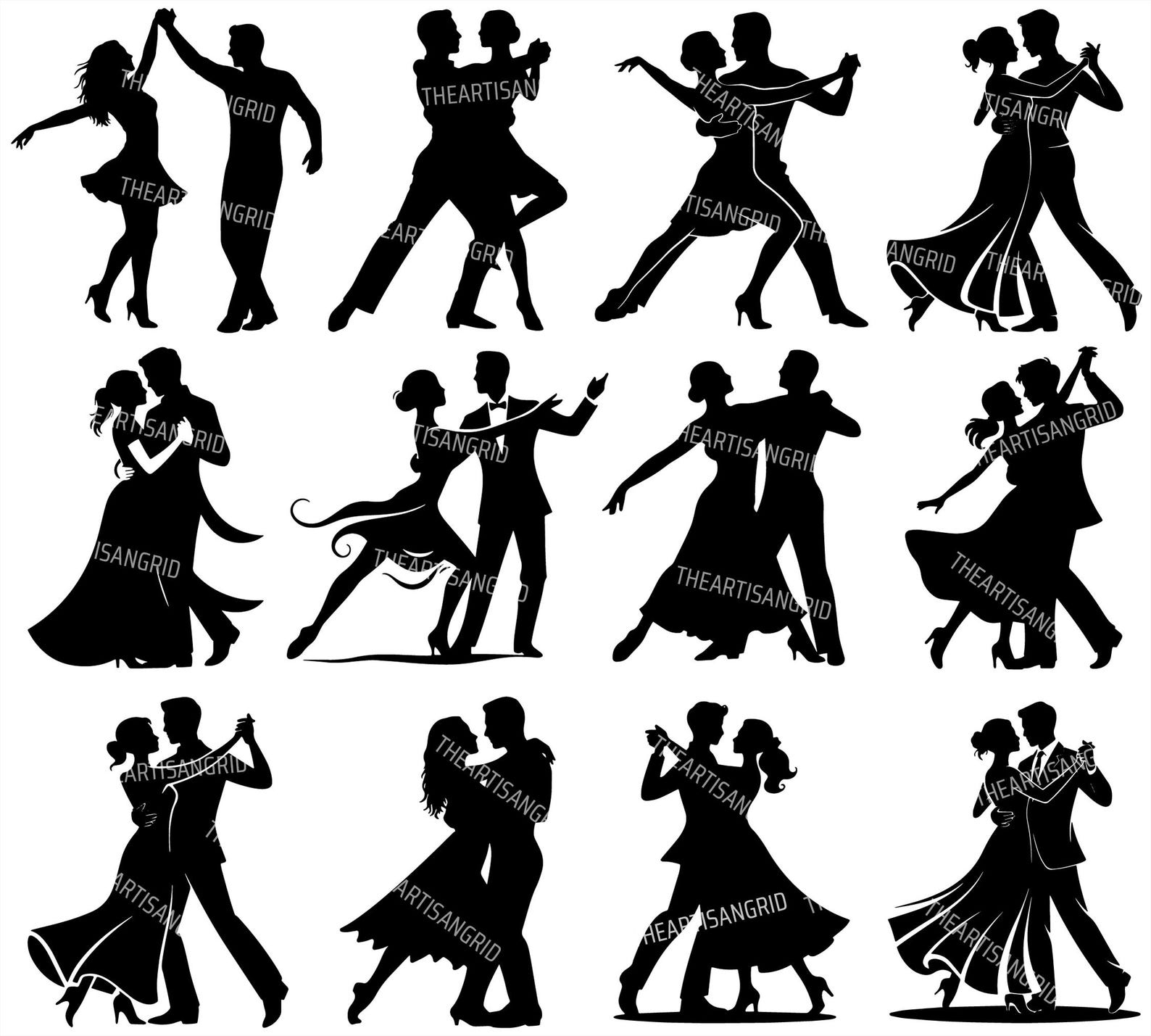Dancing Couple SVG Bundle, 35 Couple Dance Silhouettes Cut Files for ...