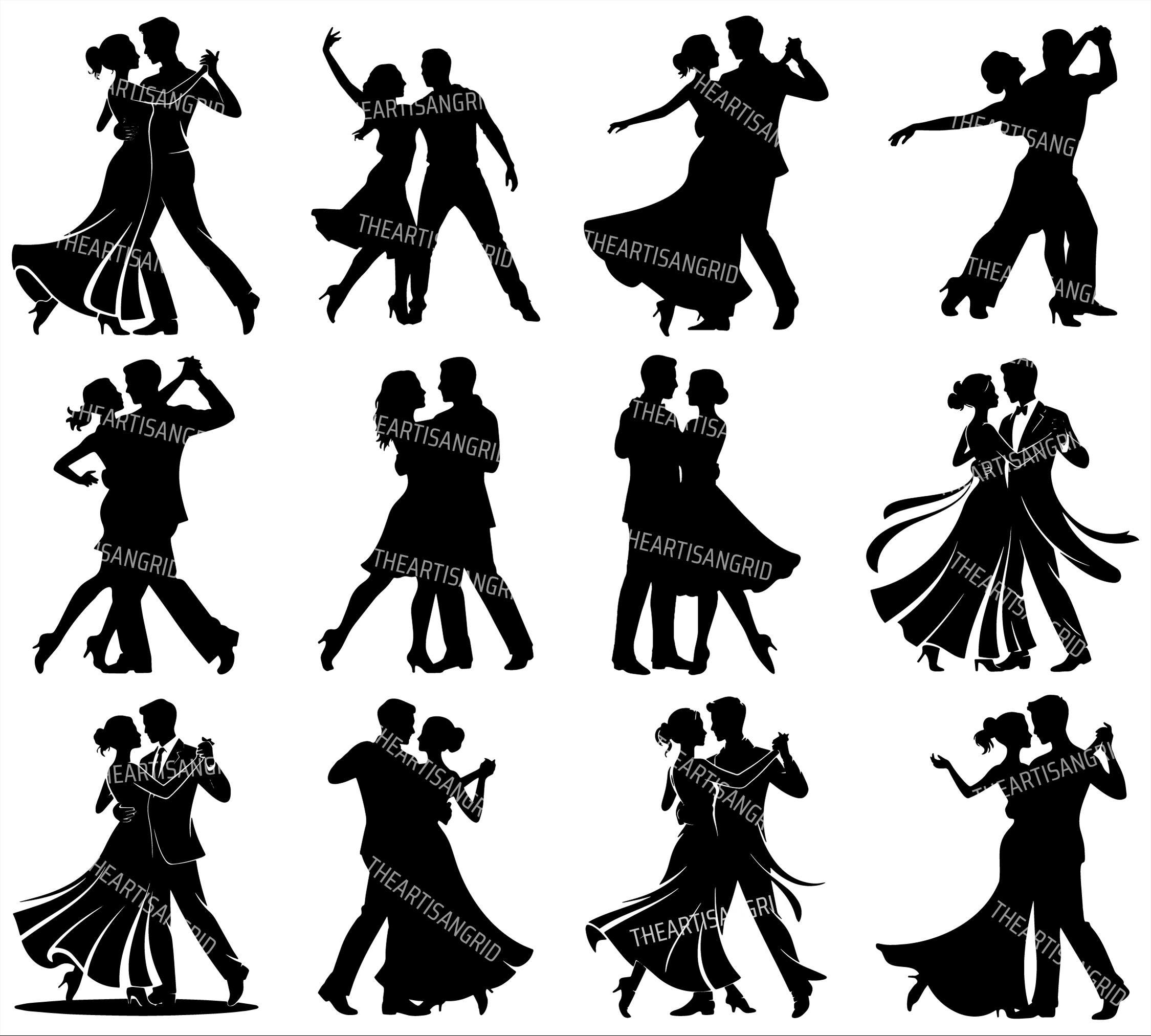 Dancing Couple SVG Bundle, 35 Couple Dance Silhouettes Cut Files for ...