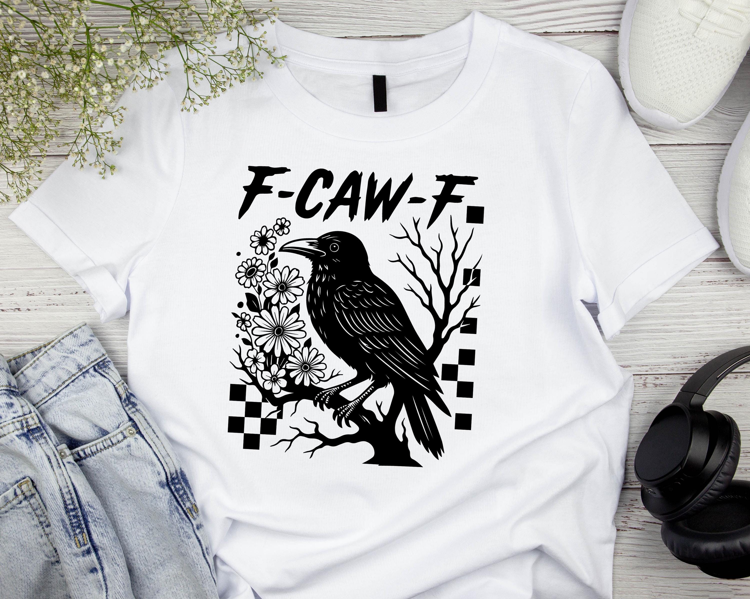 F-CAW-F PNG Funny Gothic Crow SVG, Spooky Bird Clipart, Grunge Floral ...