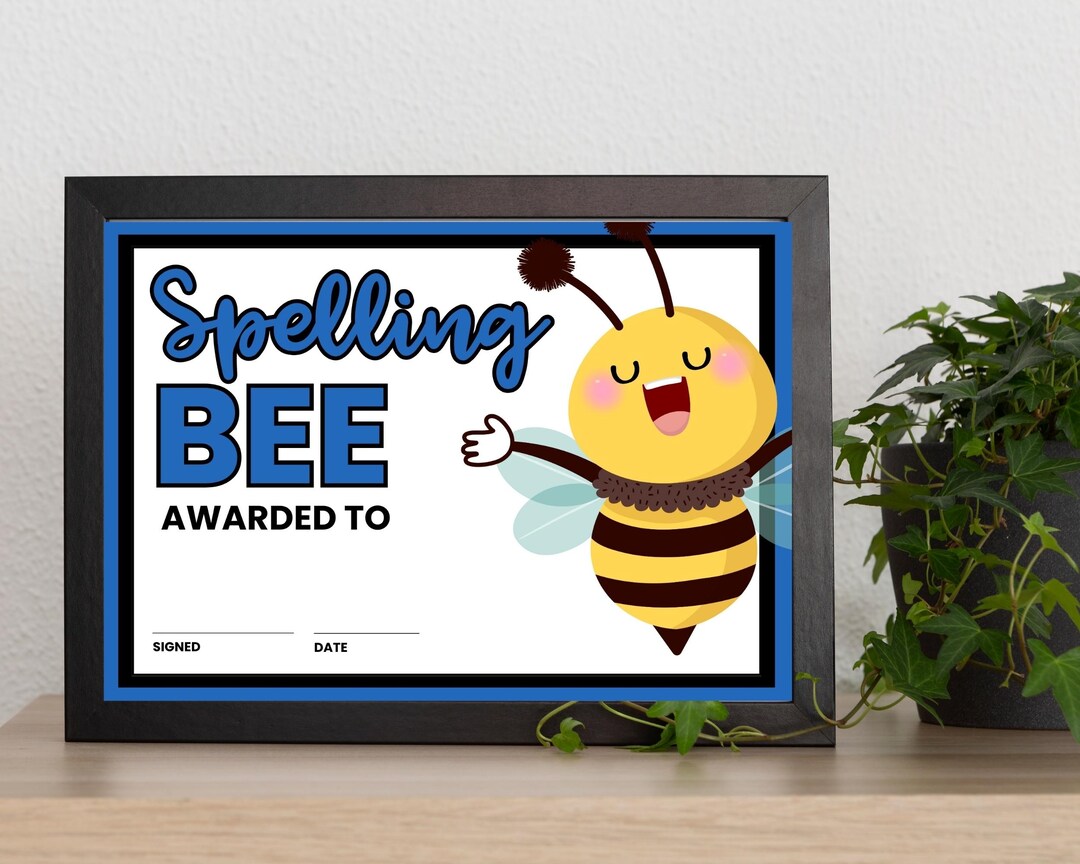 Editable Spelling Bee Certificate | Printable School Award (canva ...